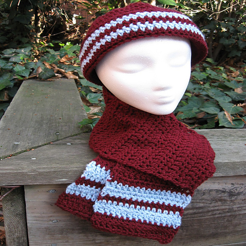 Ravelry: Crocheted Cap & Scarf with Stripes pattern by Barbara Bolitho