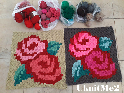 Ravelry: c2c Rose Rosebud Pillow pattern by U Knit Me 2