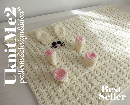 Ravelry: Bunny baby blanket toy & security blanket pattern by U Knit Me 2