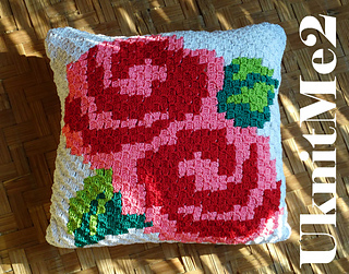 Ravelry: c2c Rose Rosebud Pillow pattern by U Knit Me 2