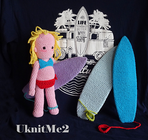 Ravelry: Surfer Amigurumi Doll Boy, Girl & Surfboard pattern by U Knit Me 2