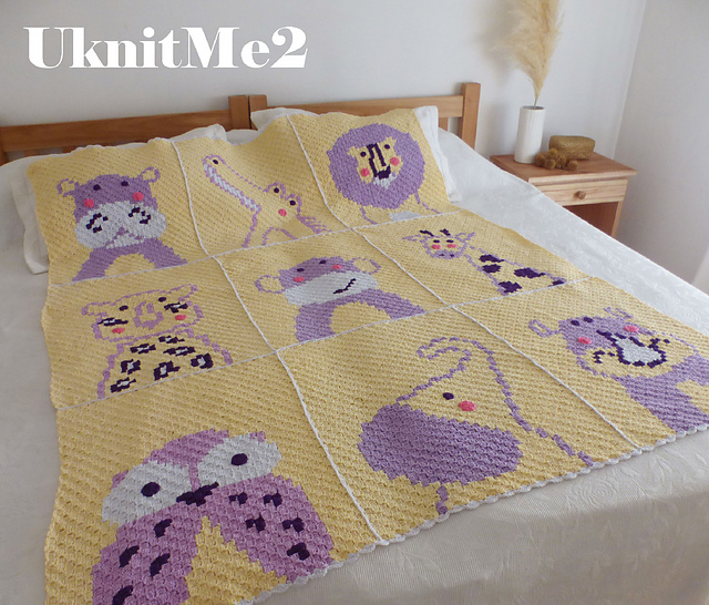 Ravelry: c2c Wild Animals Baby blanket motifs pattern by U Knit Me 2