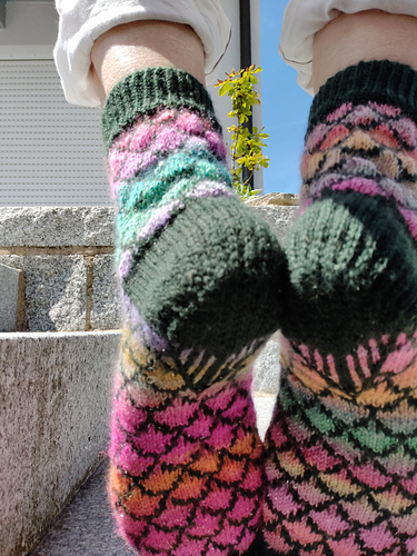 Ravelry: Mermaid Tails and Dragon Scales Socks pattern by Kelsey Prantis