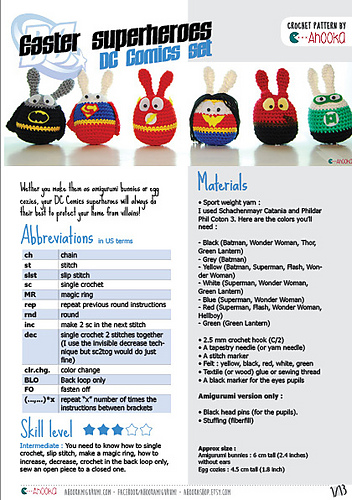 Ravelry: Easter Superheroes : DC comics set pattern by Ahooka Migurumi