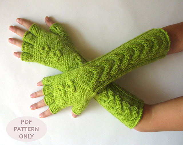 Ravelry: Long Cherry Flower Gloves with Cut Fingers pattern by Aimarro ...