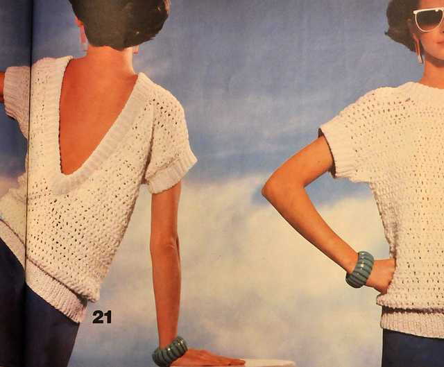 Ravelry: #21 Crocheted cap-sleeved pullover pattern by Lylia de Brevanne