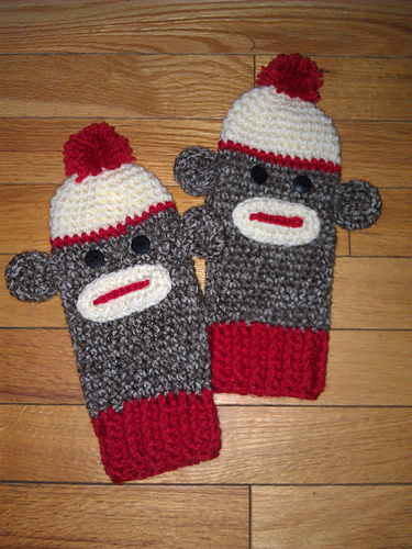 Ravelry: Ladies Sock Monkey Mittens pattern by Susan Wilkes-Baker