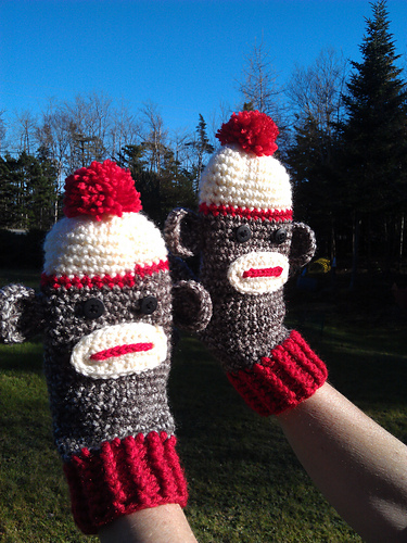 Ravelry: Ladies Sock Monkey Mittens pattern by Susan Wilkes-Baker