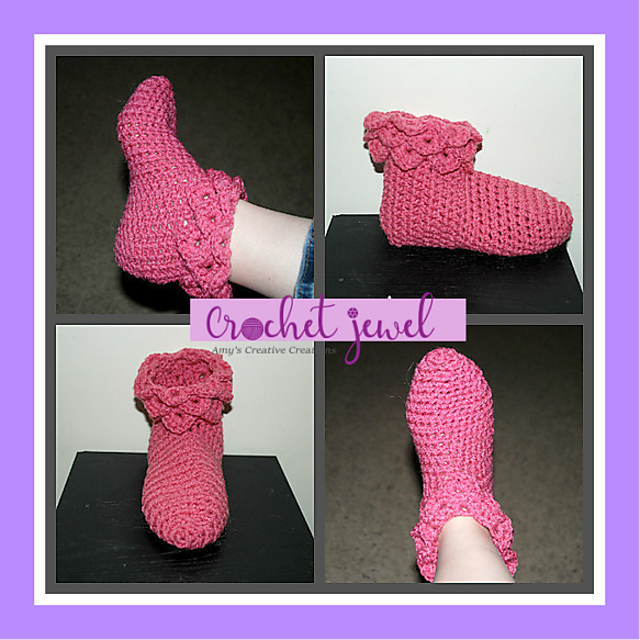 Ravelry: Adult Size Crocodile Stitch Booties pattern by Amy Lehman