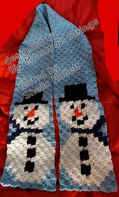 Ravelry: C2C Snowman Scarf pattern by Big Momma's Strings