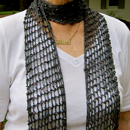 Ravelry: Knotty Knitted Beaded Mesh Scarf pattern by Linda Lehman