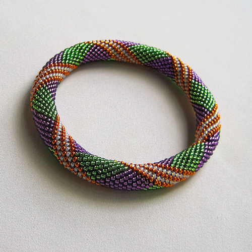 Ravelry: Parallelogram Bead Crochet Bangle pattern by Linda Lehman