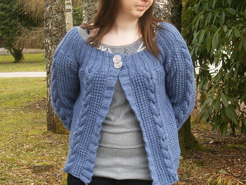 Ravelry: Cabled Cardigan With Ribbed Yoke pattern by Sirdar
