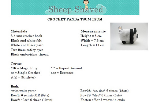 Ravelry: Panda Tsum Tsum pattern by Sheep Shaved