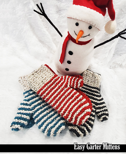 Ravelry: Easy Garter Mittens in the Round pattern by Aunt Janet's Designs