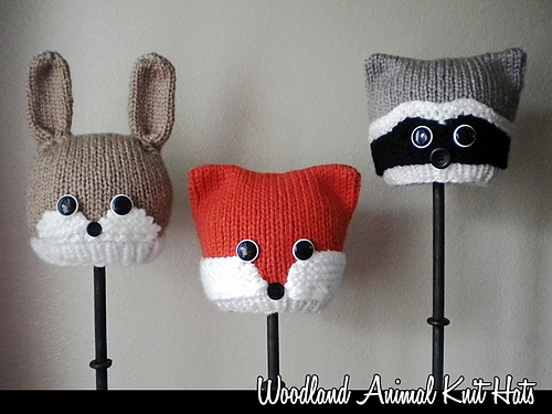 Ravelry: Woodland Animals Knit Hats pattern by Aunt Janet's Designs