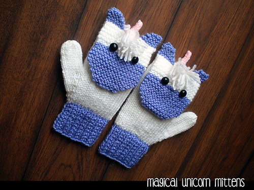 Ravelry: Magical Unicorn Mittens pattern by Aunt Janet's Designs