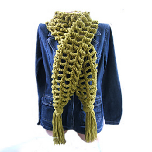 Ravelry: EASY KNIT SCALE LACE EFFECT SCARF WITH TASSELS pattern by ...