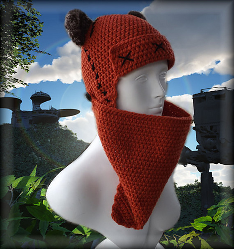 Ravelry: Ewok Inspired Hat & Face Scarf Star Wars pattern by Brandy Tracy