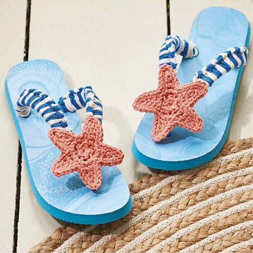 Ravelry: Starfish flip-flops pattern by Hannah Cross and Anne Egan