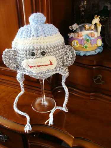 Ravelry: 410 boys sock monkey earflap hat pattern by Sandy Powers