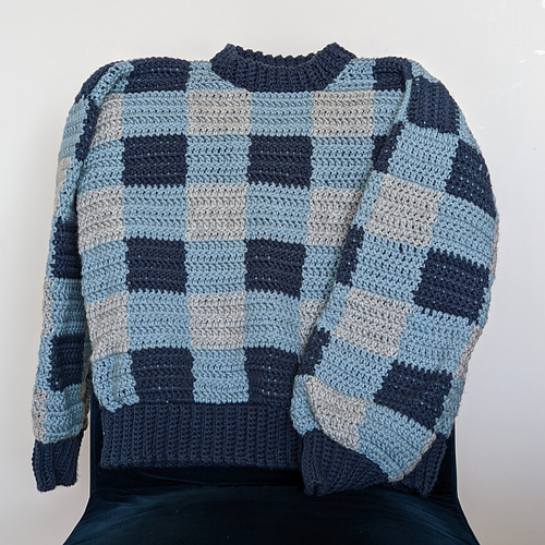 Ravelry: Neptune Gingham Sweater pattern by Capulet Stitches