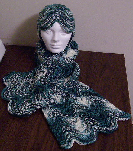 Ravelry: Feather and Fan Hat and Scarf Set pattern by Carissa Browning
