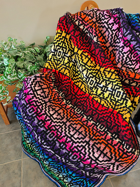 Ravelry: Stained Glass Throw (Mosaic Overlay) pattern by Carol Webster