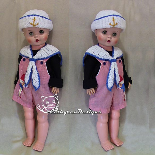 Ravelry: Baby Sailor Hat and Collar Set pattern by Cathy Ren