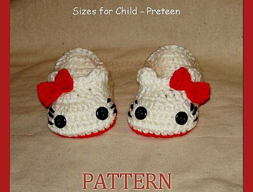 Ravelry: Hello Kitty Slippers pattern by Cathy Ren