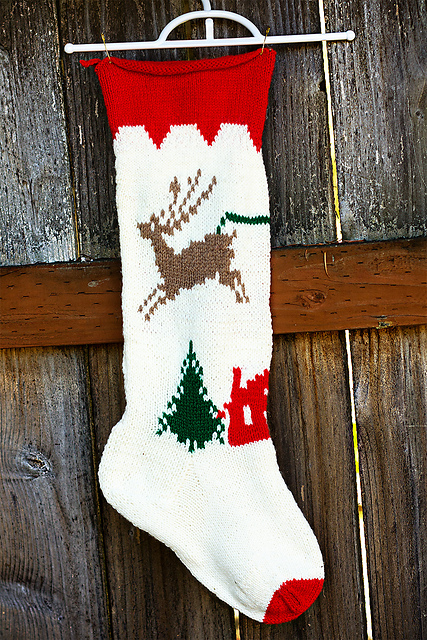 Ravelry: Reindeer and Sleigh Christmas Stocking #9002C pattern by Grace ...