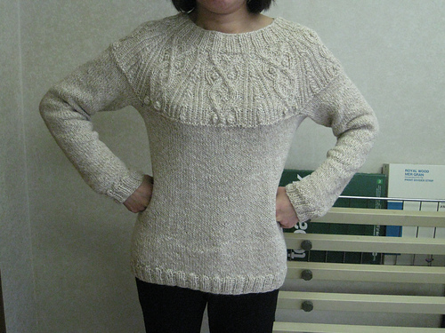 Ravelry: Round-yoke Aran Sweater pattern by Mayumi Kawai (河合真弓)