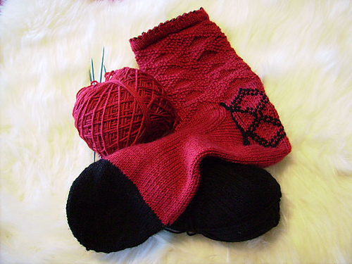 Ravelry: Red Brocade Socks pattern by Arbutus Books