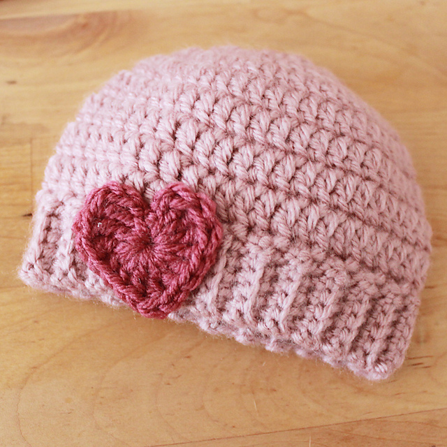 Ravelry: Newborn Beanie with Heart pattern by Colour and Cotton