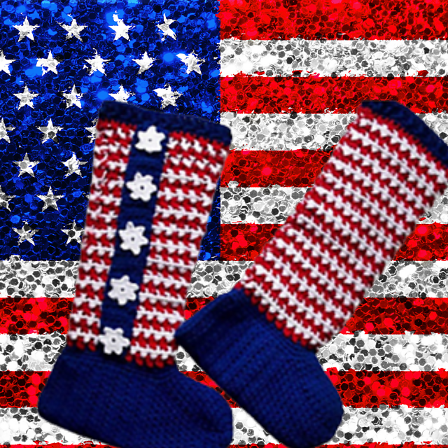 Ravelry: Slipper Socks, American flag, #63 pattern by DWC