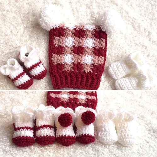 Ravelry: Gingham Noggin and Toes Set pattern by Sheila Zachariae