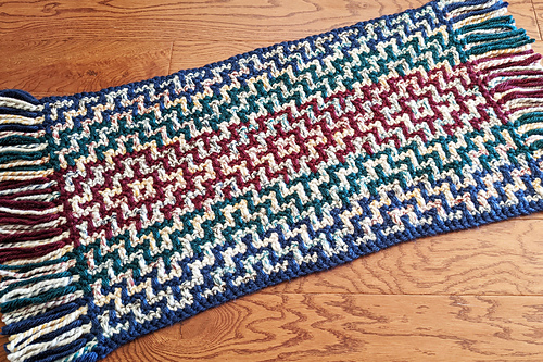 Ravelry: Reversible Sashiko Mosaic Crochet Rug pattern by Susan Lowman