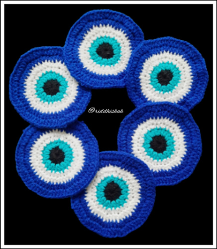 Ravelry: Evil Eye Coaster pattern by Riddhi Shah