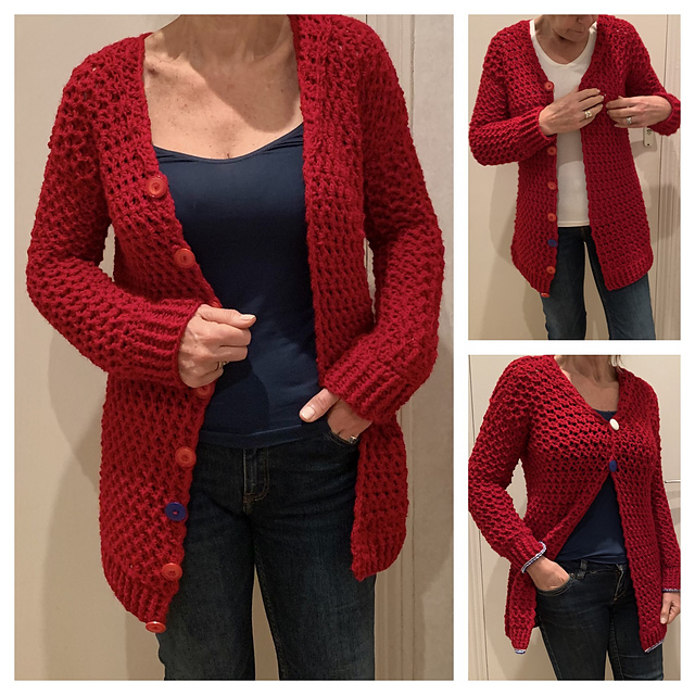 Ravelry: AWESOME AMERICAN CARDIGAN pattern by CroJennifer