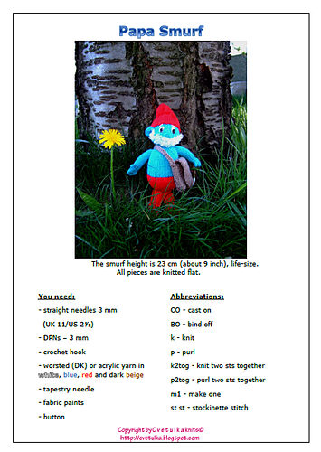 Ravelry: The Smurfs pattern by c v e t u l k a knits