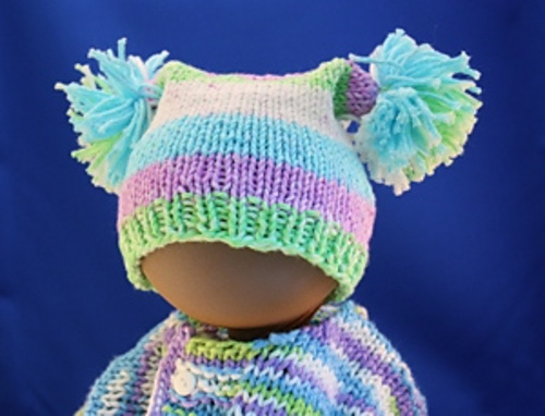 Ravelry: Square Knitted Baby Hat with Pom Poms pattern by Janet Ballweber