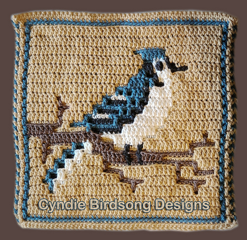 Ravelry: Boisterous Blue Jay Mosaic Square pattern by Cyndie Birdsong