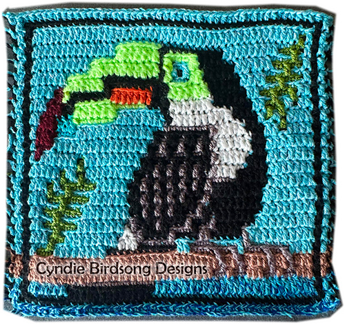 Ravelry: Tropical Toucan overlay mosaic square pattern by Cyndie Birdsong