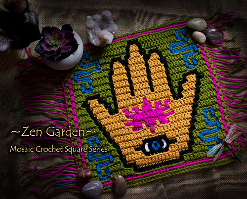 Ravelry: Zen Garden Mosaic Square - Hamsa Hand pattern by Cyndie Birdsong