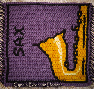 Ravelry: Musical Magic mosaic square - Saxophone pattern by Cyndie Birdsong