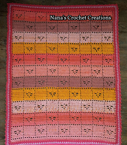 Ravelry: Nana's "Square Dancing Dragonflies" Filet Blanket pattern by D ...