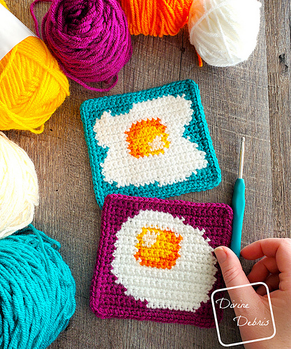 Ravelry: Sunny Side Up Egg Squares pattern by Divine Debris