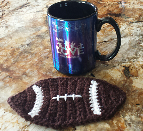 Ravelry: Football Coaster pattern by Katie Cooks and Crafts