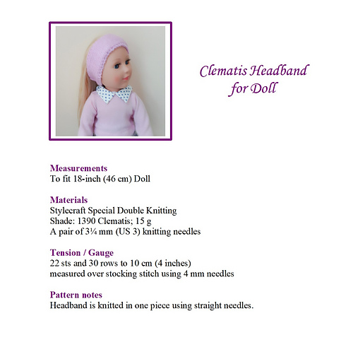 Ravelry: Pretty Headbands for Doll pattern by Esther Kate