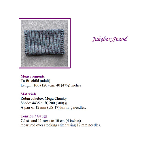 Ravelry: Jukebox Snood pattern by Esther Kate